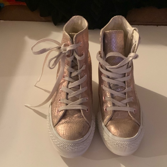 Converse | Shoes | Wedge Rose Gold Chuck Taylor Converse Sneaker Sz 7 ...